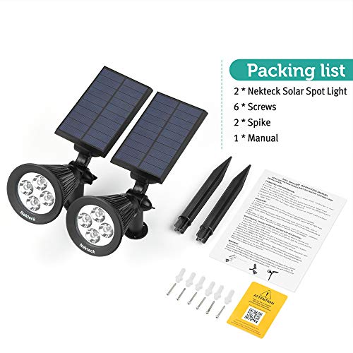 Nekteck Solar Lights, 2-in-1 Solar Spot Lights Outdoor, Waterproof Solar Powered Landscape Spotlights, Bright and Dark Sensing, Auto On/Off for Yard, Pathway, Garden, Driveway (2 Pack, Warm White)