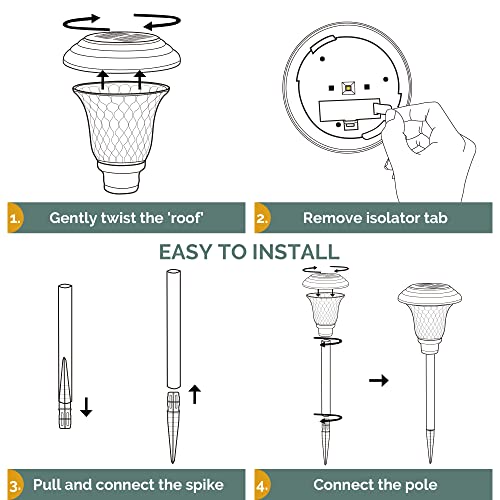 GIGALUMI 8 Pack Solar Pathway Lights, Solar Garden Lights Outdoor Warm White, Waterproof Led Path Lights for Yard, Patio, Landscape, Walkway (Brown)…