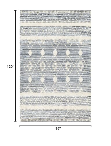 Mark&Day Area Rugs, 8x10 Rolla Global Slate Blue/Cream Area Rug, Grey Blue Beige Carpet for Living Room, Bedroom or Kitchen (8' x 10')