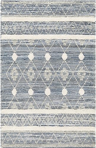 Mark&Day Area Rugs, 8x10 Rolla Global Slate Blue/Cream Area Rug, Grey Blue Beige Carpet for Living Room, Bedroom or Kitchen (8' x 10')