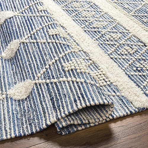 Mark&Day Area Rugs, 8x10 Rolla Global Slate Blue/Cream Area Rug, Grey Blue Beige Carpet for Living Room, Bedroom or Kitchen (8' x 10')