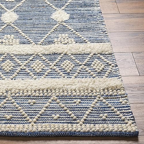 Mark&Day Area Rugs, 8x10 Rolla Global Slate Blue/Cream Area Rug, Grey Blue Beige Carpet for Living Room, Bedroom or Kitchen (8' x 10')