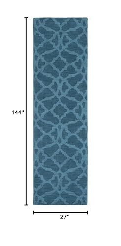 Mark&Day Wool Rugs, 2x12 Aramis Modern Teal Runner Area Rug, Green Carpet for Hallway, Kitchen, Bedroom or Living Room (2'3" x 12' Runner)