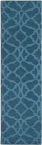 Mark&Day Wool Rugs, 2x12 Aramis Modern Teal Runner Area Rug, Green Carpet for Hallway, Kitchen, Bedroom or Living Room (2'3" x 12' Runner)