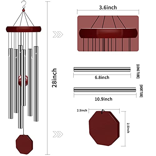 2 Pack Pgzsy Memorial Wind Chimes Outdoor Large Deep Tone, Wind Chime Outdoor Sympathy Wind-Chime Personalized with 6 Tuned Tubes, Elegant Chime for Garden Patio Balcony and Home