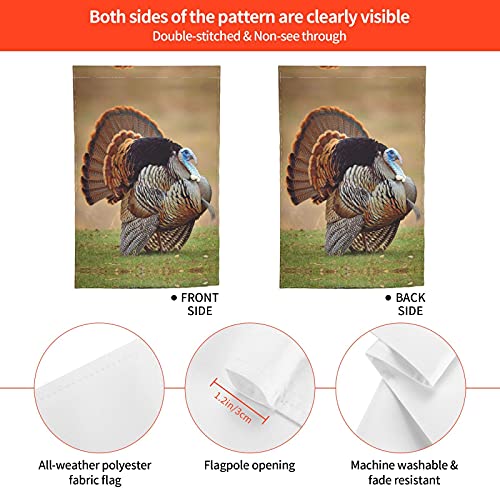 Duble Sided Vertical Wild Turkey Hunting Print Polyester Garden Flag Banner 12 X 18 Inch For Outdoor Home Garden Flower Pot Anniversary Party Yard Decor