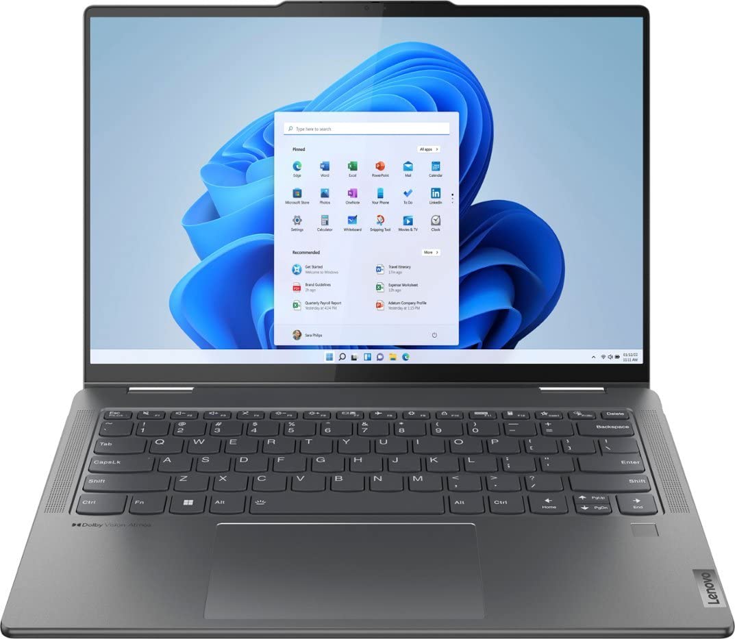 Lenovo Yoga 7i 2-in-1 14" 2.2K Touch Laptop, 360° flip-and-fold Design, Intel Core i5-1335U, 8GB RAM 512GB SSD, Intel Iris Xe Graphics, Backlit KB, Win11, Storm Grey, NoCo Bundle
