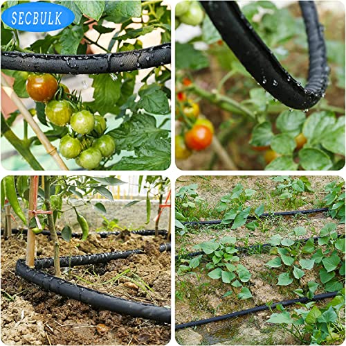 Secbulk Soaker Hose 100FT For Garden Beds 50ftX2 1/2" Drip Hose Linkable Consistent Irrigation Hose Save 80% Water, Leakproof Kink Free Double Layer Flat Soaker Hose for Garden Bed Foundation