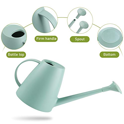 Psukhai Watering Can for Indoor Plants Garden Flower, Modern Small Water Cans Long Spout for Outdoor Watering Plants 1/2 Gallon 60OZ(Green)