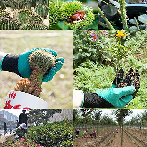 DCCPAA Garden Gloves with Claws 2 Pairs(Two Hands with Claws for Digging, Planting, Weeding, Seeding-Waterproof, Best Gardening Gifts for Men and Women-Purple