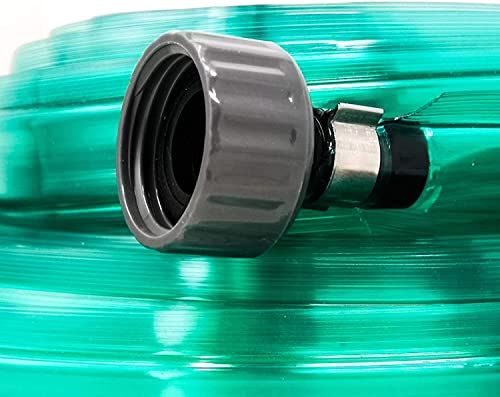 FUNJEE PVC Flat Soaker Hose 1/2'', Drip Hoses, Saves 70% Water, For Garden/Vegetable (50FT, Green)