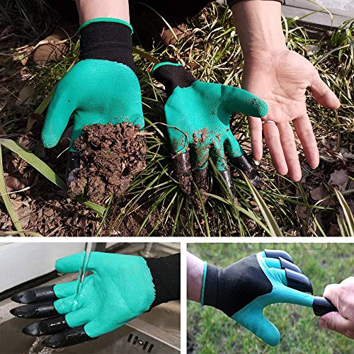 DCCPAA Garden Gloves with Claws 2 Pairs(Two Hands with Claws for Digging, Planting, Weeding, Seeding-Waterproof, Best Gardening Gifts for Men and Women-Purple