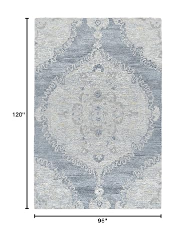 Mark&Day Wool Rugs, 8x10 East Lancaster Traditional Navy Blue Area Rug, Blue Grey Yellow Carpet for Living Room, Bedroom or Kitchen (8' x 10')