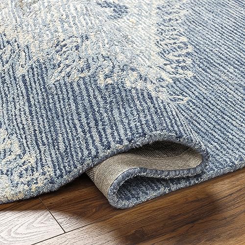 Mark&Day Wool Rugs, 8x10 East Lancaster Traditional Navy Blue Area Rug, Blue Grey Yellow Carpet for Living Room, Bedroom or Kitchen (8' x 10')