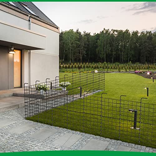 32 Pack Decorative Garden Fence Outdoor 24in x 22ft Coated Metal RustProof Landscape Wrought Iron Wire Border Folding Patio Fences Flower Bed Fencing Barrier Section Panels Decor Picket Edging