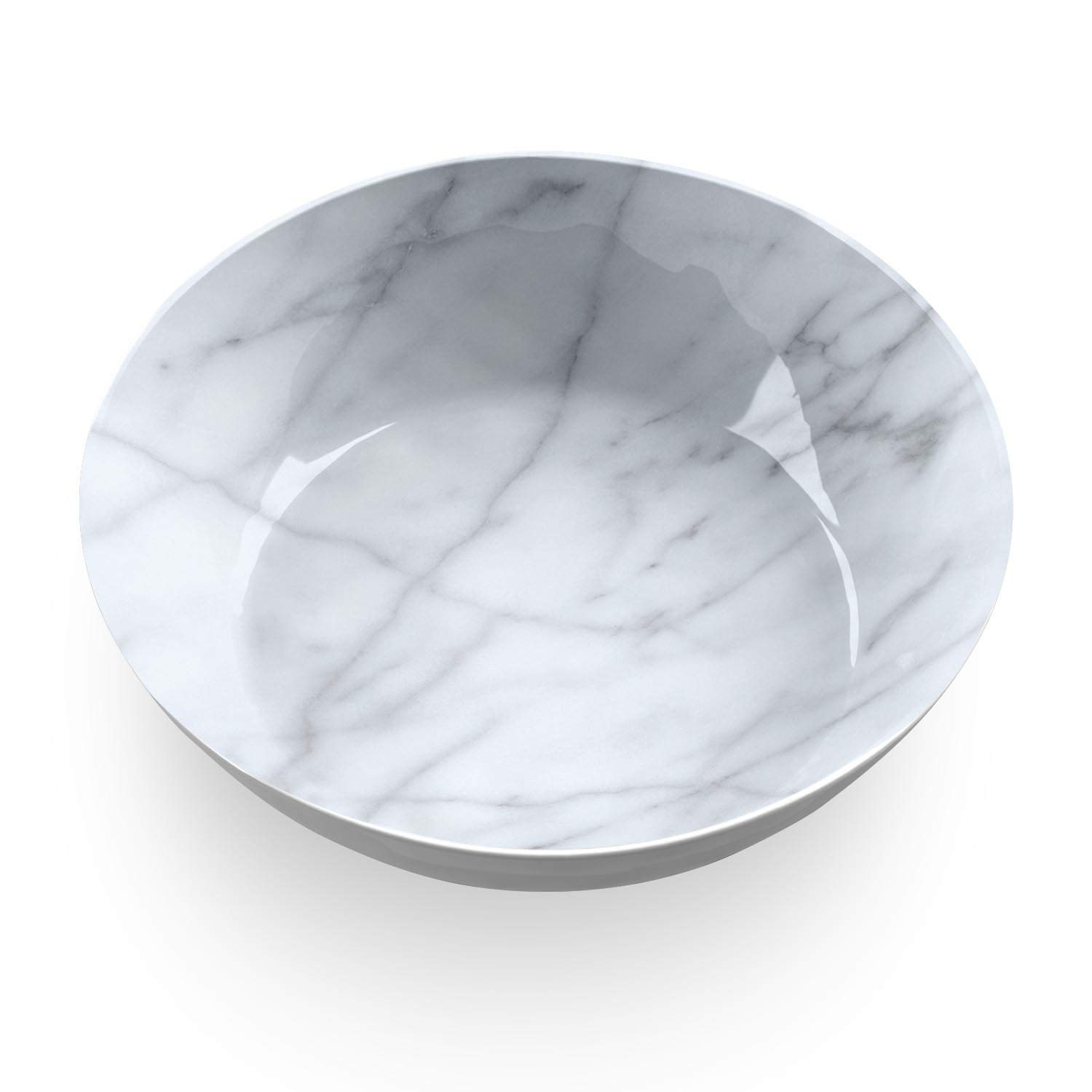TarHong Carrara Marble Dinnerware 12 Piece Set, Pure Melamine, Shatterproof, 4 Dinner Plates, 4 Salad Plates, 4 Bowls