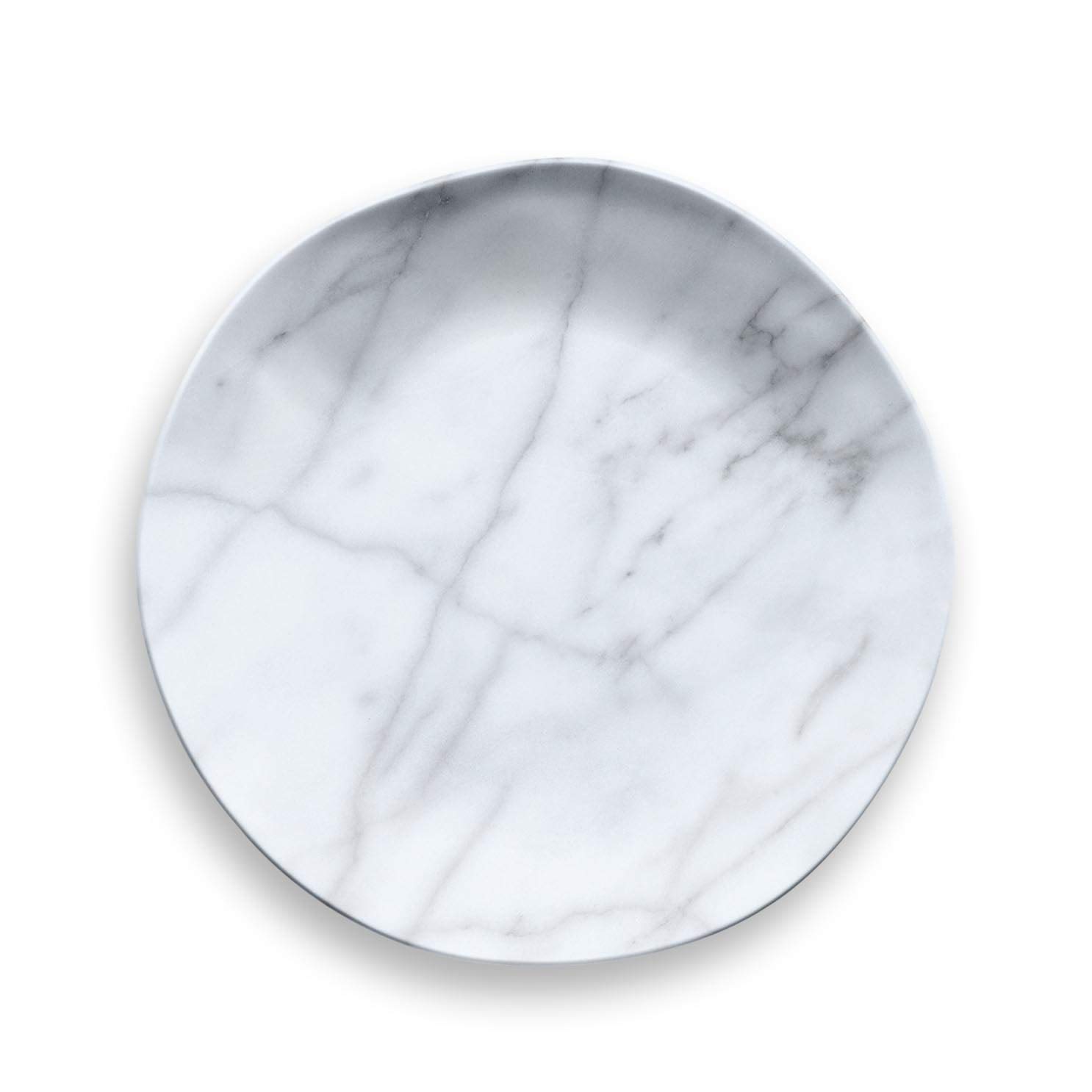 TarHong Carrara Marble Dinnerware 12 Piece Set, Pure Melamine, Shatterproof, 4 Dinner Plates, 4 Salad Plates, 4 Bowls