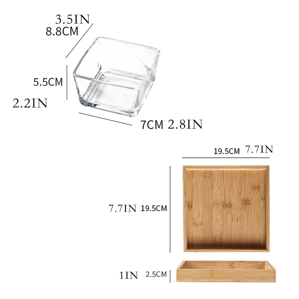 WAOCEO Appetizer Bowls Four-square Glass Snack Dish and Chassis Home Restaurant Divided Fruit Snack Dried Fruit Plate Side Dish Dipping Saucer Salad Bowls (Color : Brass)