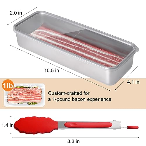 SIUDANGKA 2 Pack Bacon Container for Refrigerator, Stainless Steel Airtight Deli Meat Container for Fridge