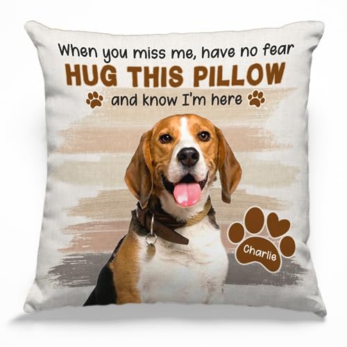 Pawfect House Personalized Pillows (Insert Included), Hug the Pillow and Know I'm Here, Pet Memorial Gifts Personalized Dog Pillow Dog Remembrance Gift Dog Memorial Gifts for Loss of Dog Sympathy Gift