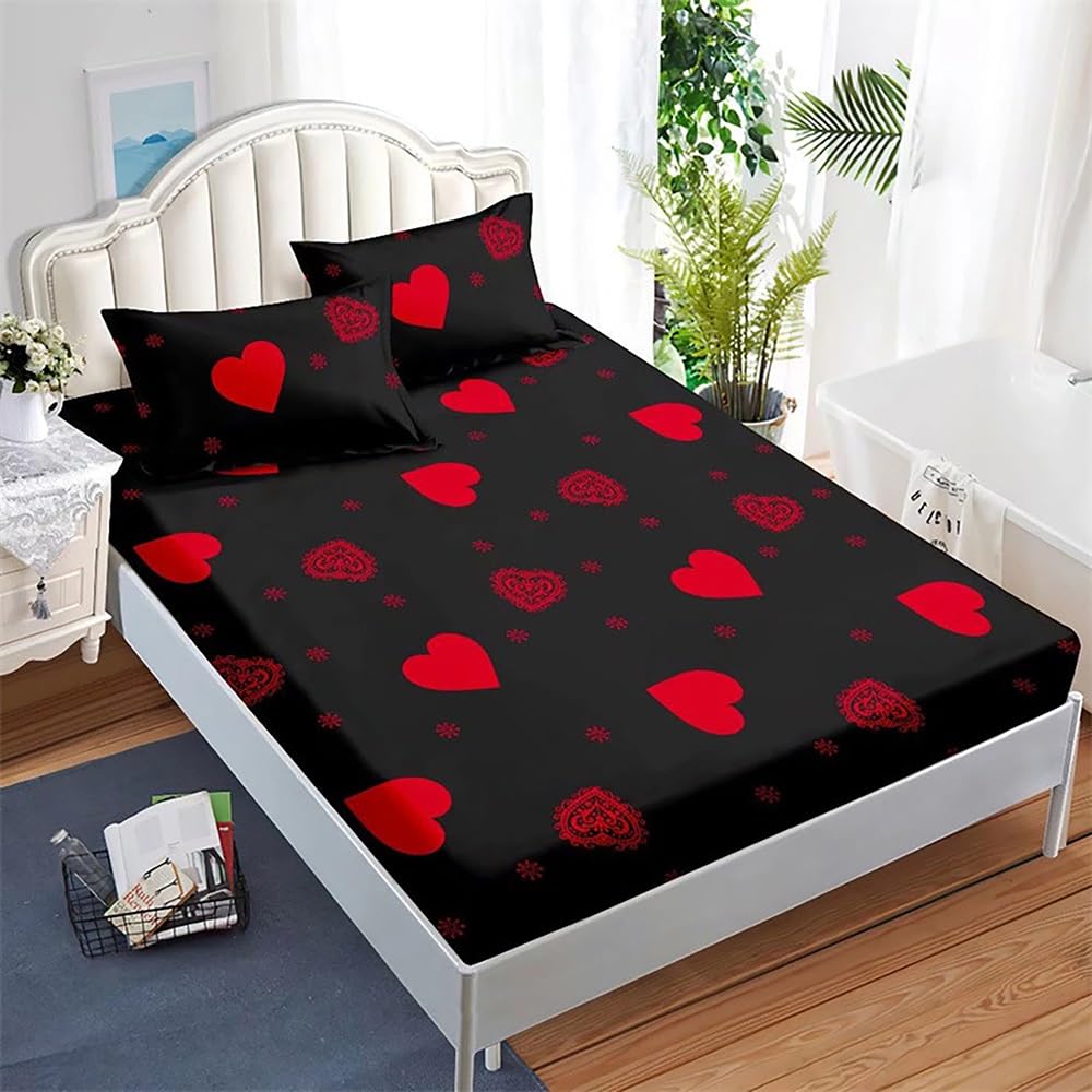AnzAga Full Size Home Bed Sheets Set 3 Pieces Bedding Sheets Easy Care Machine Washable Queen Sheet Set Fitted Sheet with Deep Pockets Cotton Sheets (Color : 4, Size : Queen)