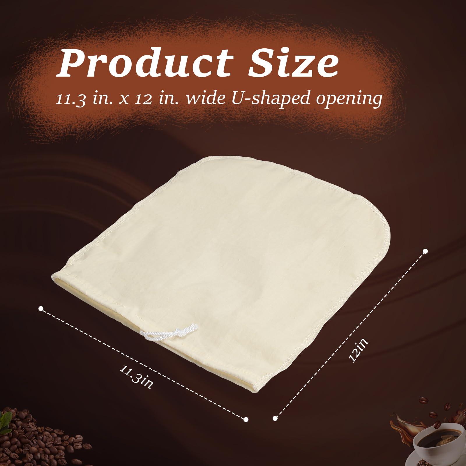 PalpitateC Cold Brew Coffee Bag Compatible with Toddy Cold Brew Systems, Mason Jars, Pitchers Cold Brew Maker, for 12" x 11" Cotton Reusable Coffee Filter Bag with Drawstring (1 Pack)