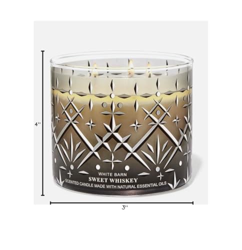 Bath & Body Works- Sweet Whiskey 3-Wick Scented Candle 14.5 OZ Burns 25-45 Hours and Strawberry Cake soap