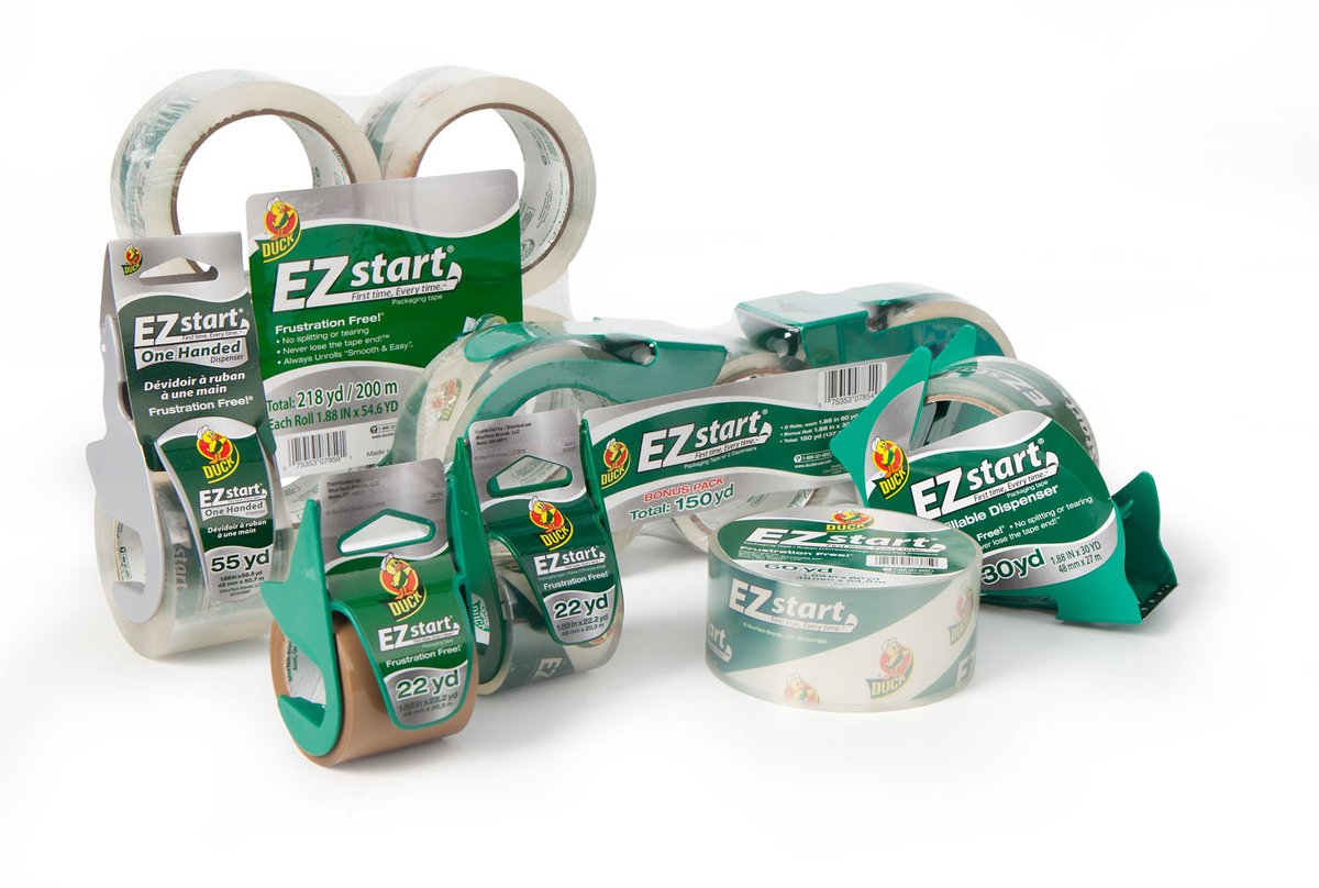 Duck 299002 Brand EZ Start Packaging Tape Clear, 60 Yards/Roll (Single) (Pack of 2)