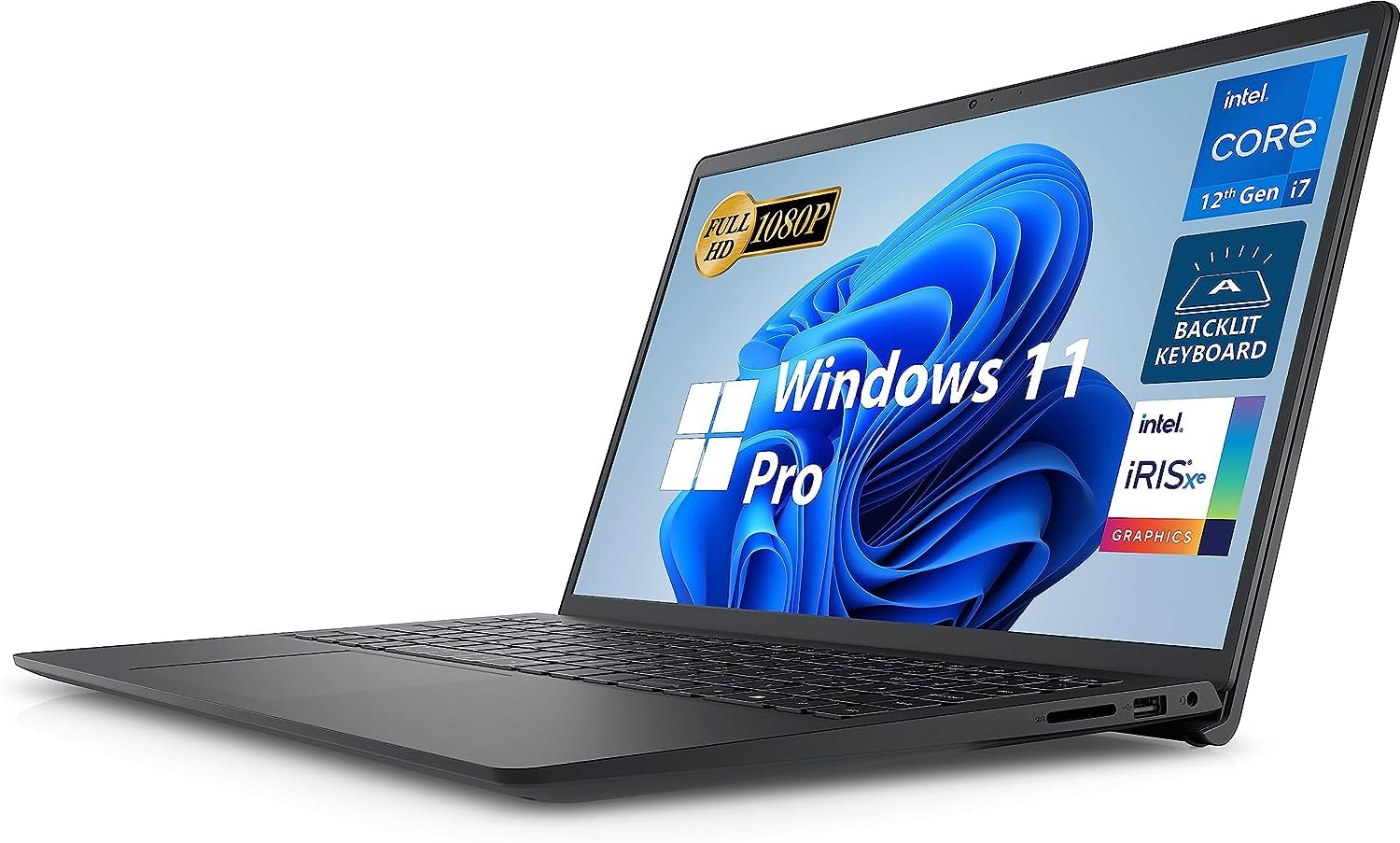 Dell Inspiron 15 3000 Business Laptop, 15.6" FHD Display, 12th Gen Intel Core i7-1255U, Windows 11 Pro, 32GB DDR4 RAM, 1TB PCIe SSD, WiFi 6, SD Card Reader, Long Battery Life