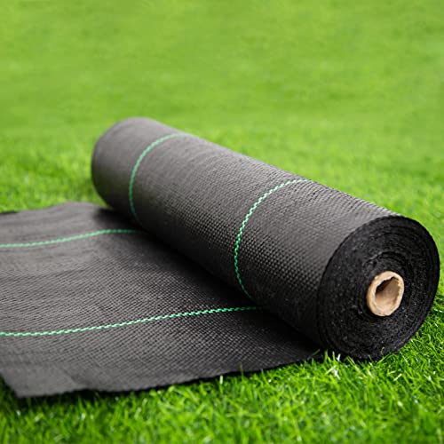 EXTRAEASY Garden Weed Barrier Landscape Fabric,Weed Block Fabric Heavy Duty 3.2OZ,Woven Mulch for Landscaping Ground Cover Weed Control Fabric, Black Garden Bed Liner (1.4ft x 100ft)