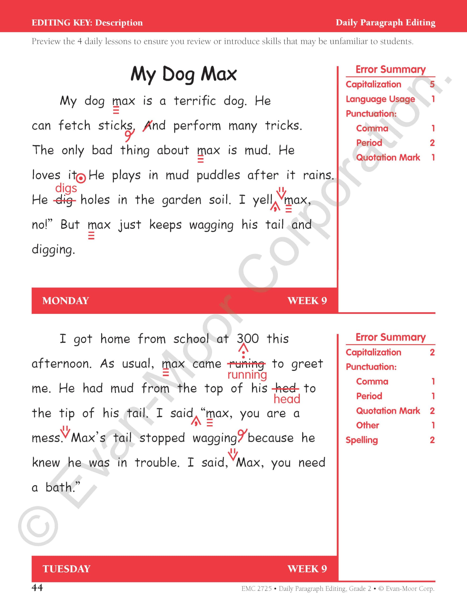 Daily Paragraph Editing, Grade 2