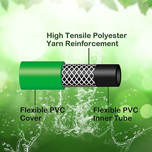 FUNJEE Outdoor Garden Hose for Lawns, Flexible and Durable, No Leaking, Solid Brass Fitting for Household (Green, 1FT)