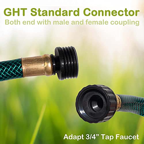 FUNJEE Outdoor Garden Hose for Lawns, Flexible and Durable, No Leaking, Solid Brass Fitting for Household (Green, 1FT)