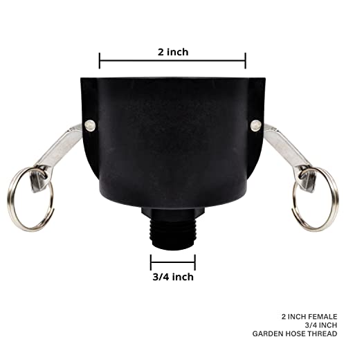 Genuine Harvest 2” IBC Camlock tote connector fitting/polypropylene IBC tote garden hose fitting standard with Stainless Steel Cam Levers - Pack of (1)