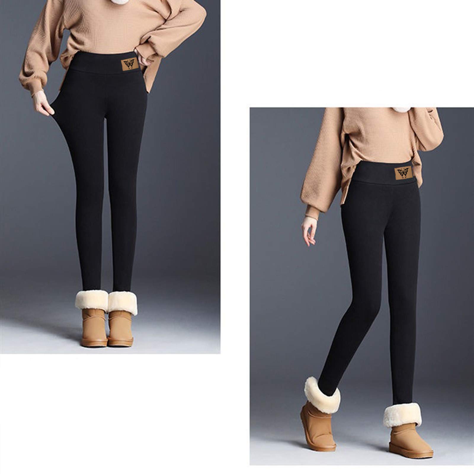 Fleece Lined Leggings Women Warm Thermal Legging Winter Pants Cold Weather Thick Velvet Tights Comfy Sherpa Snow Pants