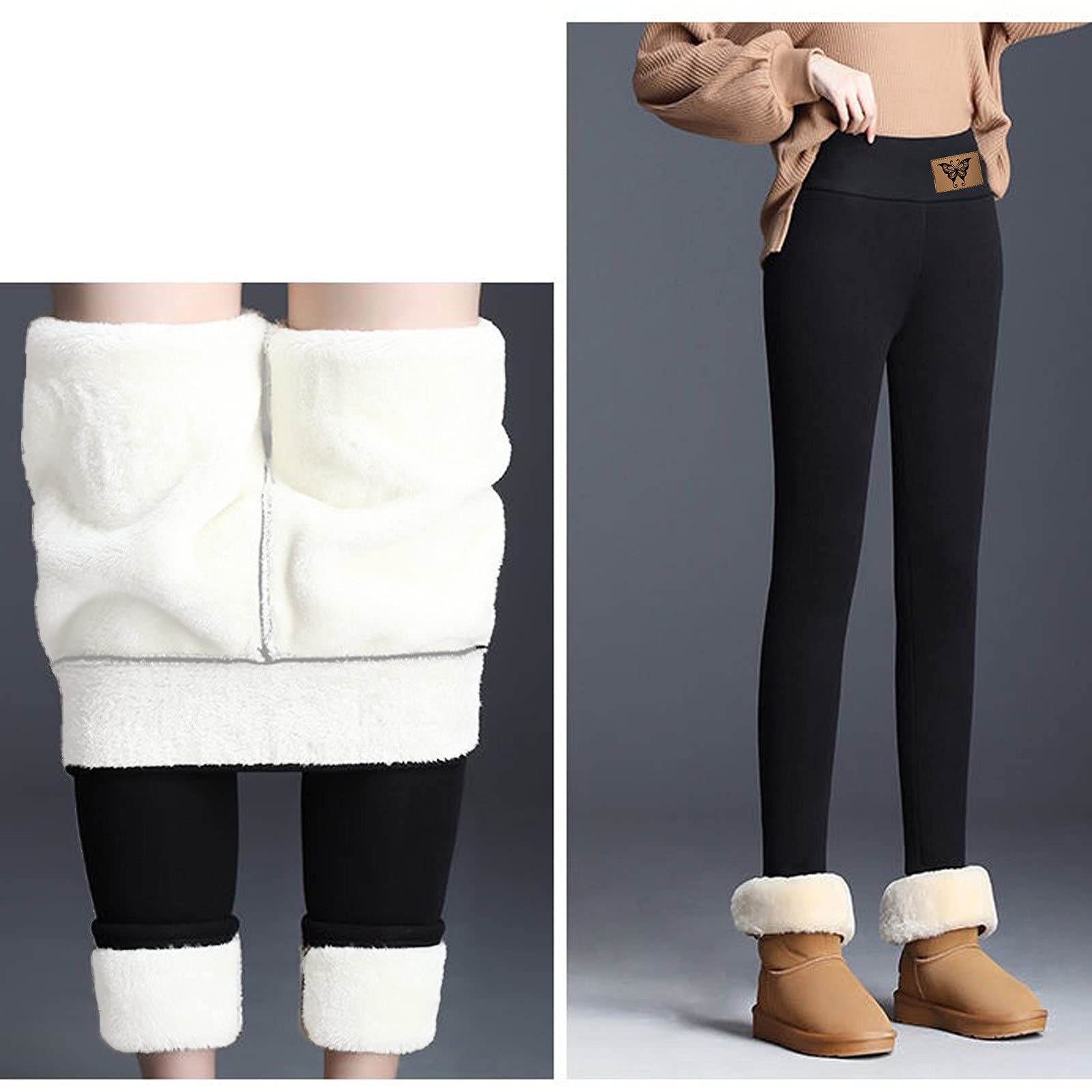 Fleece Lined Leggings Women Warm Thermal Legging Winter Pants Cold Weather Thick Velvet Tights Comfy Sherpa Snow Pants