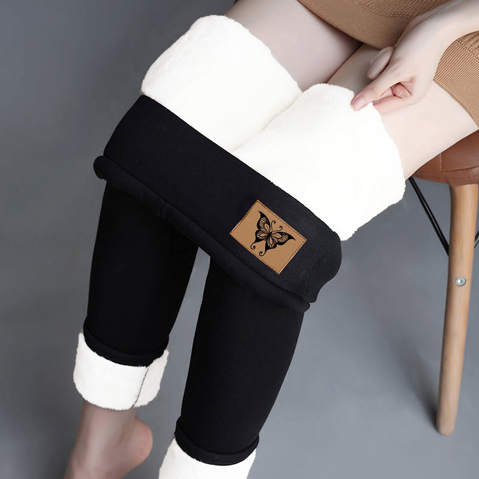Fleece Lined Leggings Women Warm Thermal Legging Winter Pants Cold Weather Thick Velvet Tights Comfy Sherpa Snow Pants