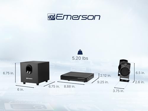 Emerson ED-8050 2.1 Channel Home Theater DVD Player and Surround Sound System with Subwoofer, HDMI Output, USB Playback, and Dual Speakers β Ideal for Immersive Movie and Music Experience