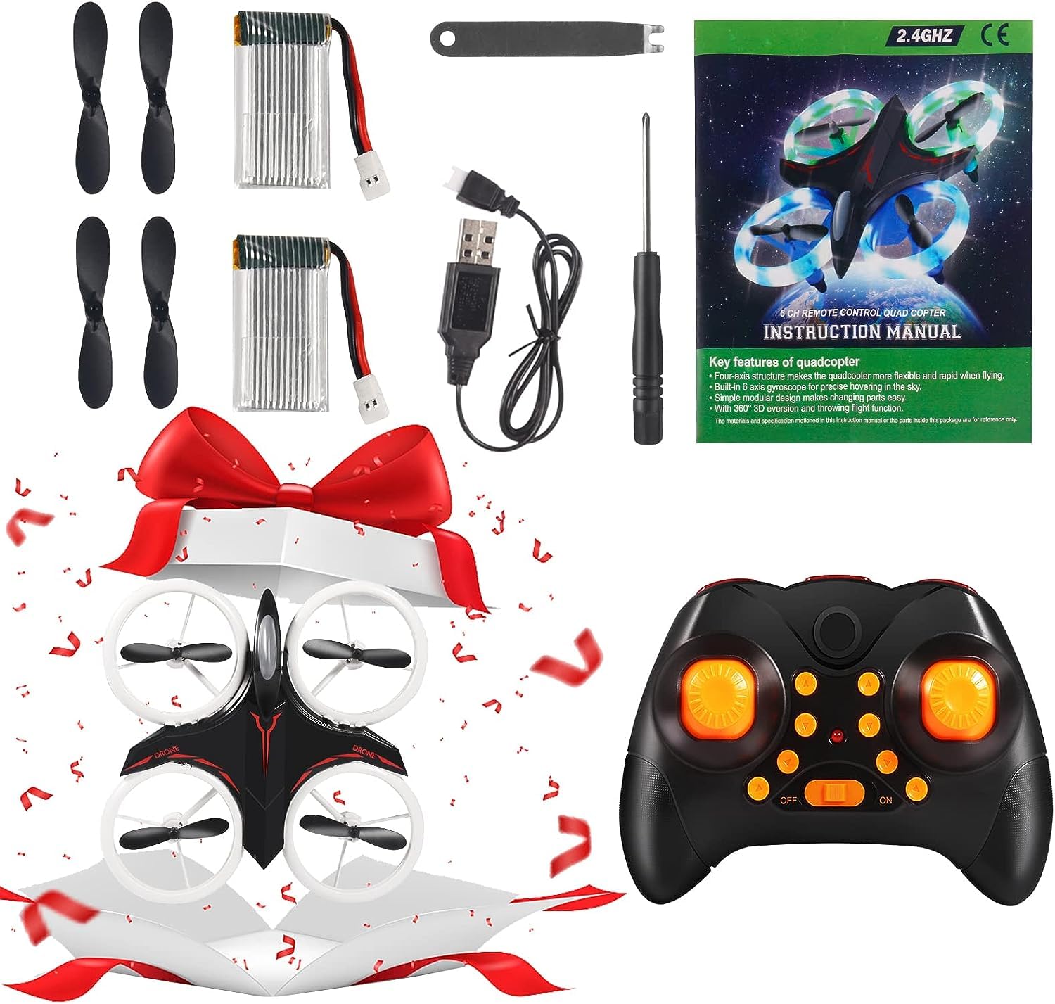 Mini Drone for Kids, LED RC Drone, Remote Control RC Quadcopter, with 360° 3D Eversion and Throwing Flight Function, Gift/Toys for Boys & Girls