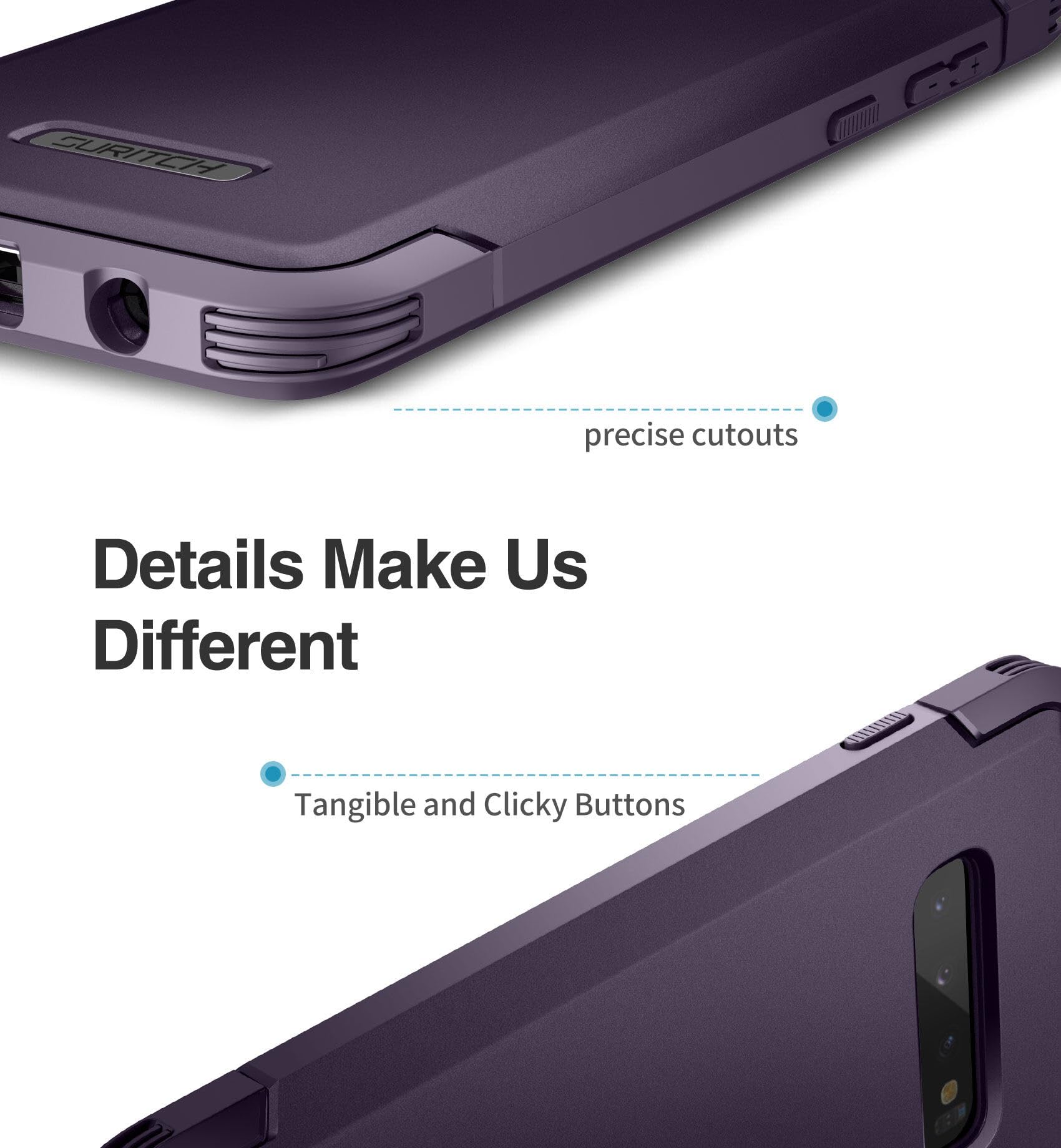 SURITCH for Samsung Galaxy S10 Plus Case, [Built-in Screen Protector] 360° Full Protection Military Grade Shockproof Rugged Bumper Thick Protective Phone Cover for Samsung S10 Plus 6.4 Inch - Purple