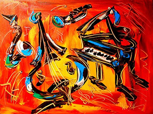 Modern Abstract Impressionist Art Deco - Oil Painting on Canvas- Signed with Certificate of Authenticity-size 20 X 16, Fine Arts, Stretched - Gallery Wrap - Ready to Display