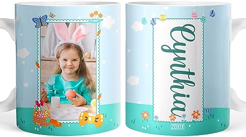 White Ceramic Coffee Mug Photo Mugs Personalized Picture Custom Name Birthday Easter Gifts For Women Friends Teen Girls Sisters Novelty Tea Cup Table Desk Accessories 11 And 15 Oz