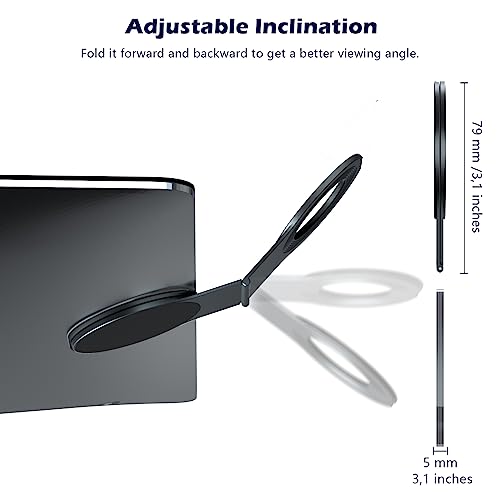 imluckies Detachable Magnetic Phone Holder for Laptop, Foldable Desktop Monitor Side Phone Mount, Adjustable Slim Portable Modular Stand for Desk/Wall, Works with MagSafe iPhone & All Phones, Black