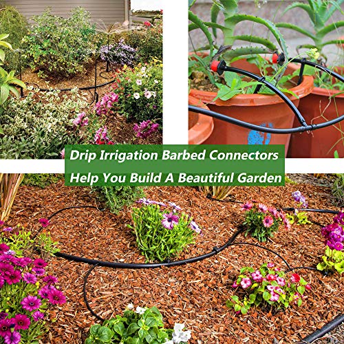 Kalolary 200PCS Irrigation Fittings Kit, Drip Irrigation Barbed Connectors for 1/4-Inch Vegetable Garden Lawn Water Hose Connectors(80 Straight Barbs+60 Tees+20 Elbows+20 End Plug+20 4-Way Coupling)