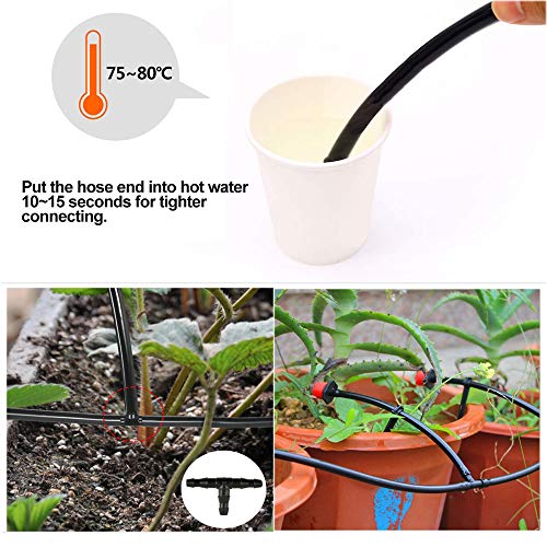 Kalolary 200PCS Irrigation Fittings Kit, Drip Irrigation Barbed Connectors for 1/4-Inch Vegetable Garden Lawn Water Hose Connectors(80 Straight Barbs+60 Tees+20 Elbows+20 End Plug+20 4-Way Coupling)