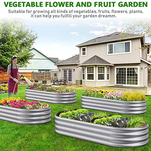 Mostmahes 6x2.3x1ft Galvanized Raised Garden Bed for Flowers, Outdoor Raised Planter Box, Backyard Metal Raised Garden Bed for Plant