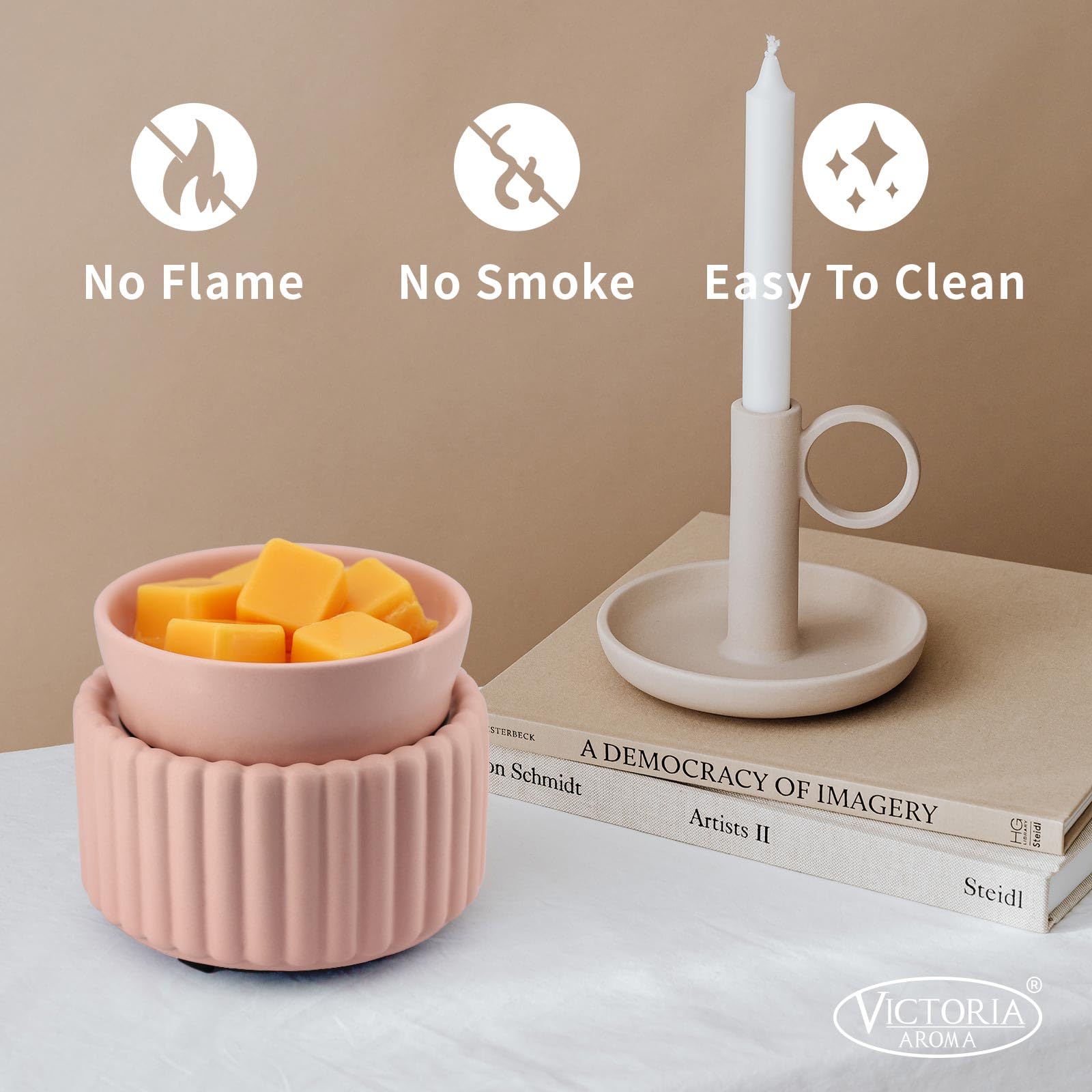 VICTORIA AROMA Ceramic Wax Melter 3-in-1 Candle Warmer for Scented Wax - Electric Fragrance Burner for Home, Office, Bedroom - Gift & Décor(Pink)