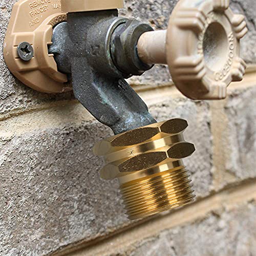 STYDDI 3/4β GHT X 3/4β NPT Male Connector, Brass Garden Hose Convert Adapter Fitting, Garden Hose Thread to 3/4" Male Pipe Thread, with Extra 6 Washers