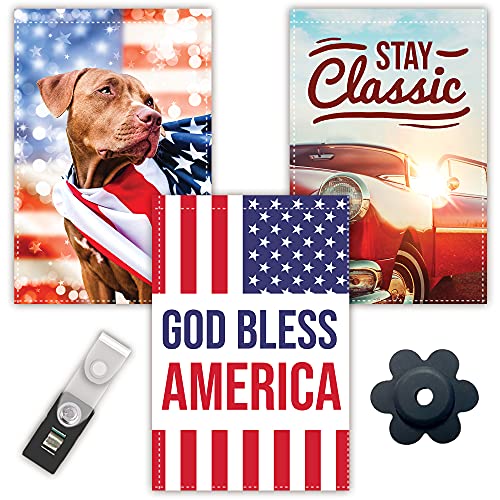 Outdoor Flags 20 PC Garden Flags Set with Anti-Wind Clip and Stopper,12x18 Inch Durable Polyester Garden Flags Set,Holiday Garden Flags Assortment Sets,Garden Flag Pack,Small Garden Flags,Lawn Flags