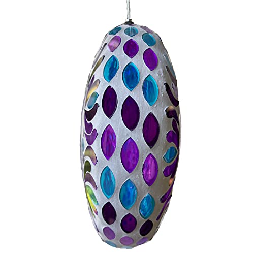 Lily's Home Hanging Outdoor Fly Through Wild Bird Feeder, an Excellent Addition to Any Garden, Mosaic. 8 Inches. Purple and Blue
